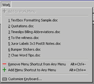 Work Menu in Microsoft Word