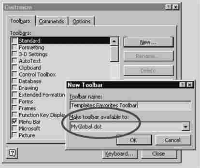 Templates Menu in Microsoft Word